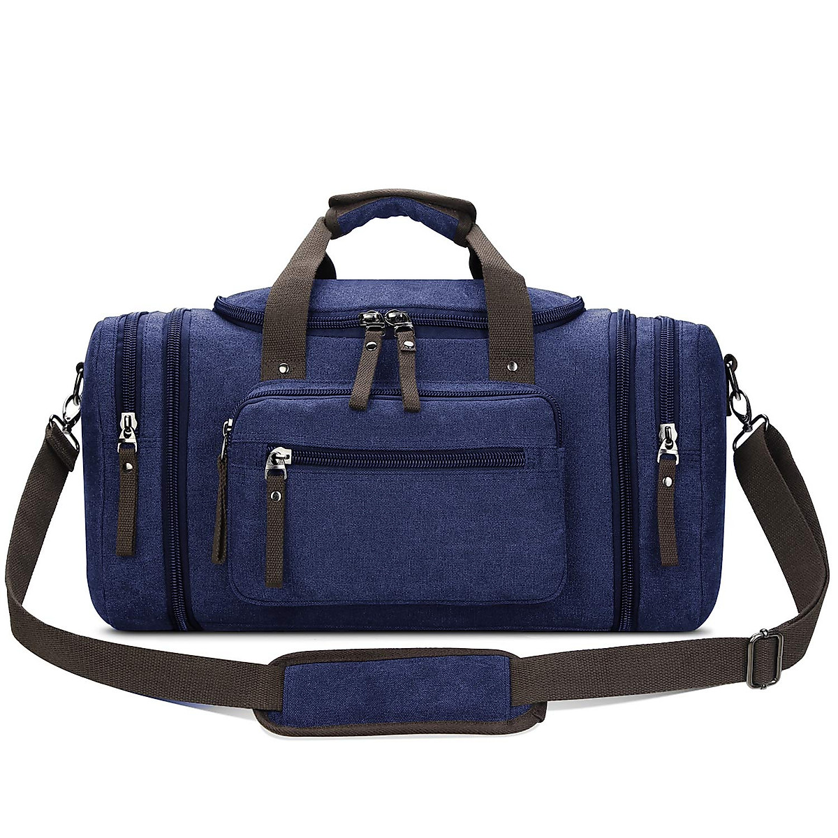 Toupons Canvas Duffel Bag Travel Bag for Men Overnight Bag Weekender Duffle Bag (Blue)