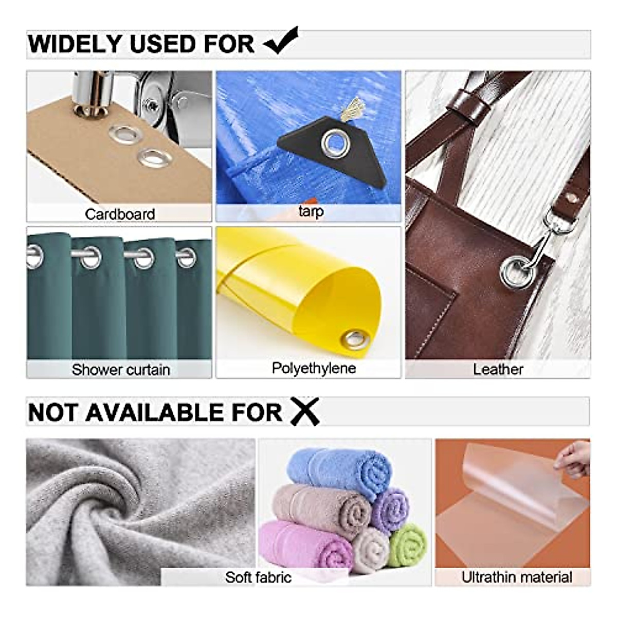 Grommet Tool Kit Eyelet Plier - Ecraft 3/8 Inch(10mm) Grommet Press Handheld Puncher Plier Kits with 500pcs Silver Grommets - Suitable for Punching Banners, Tarpaulin, Tents