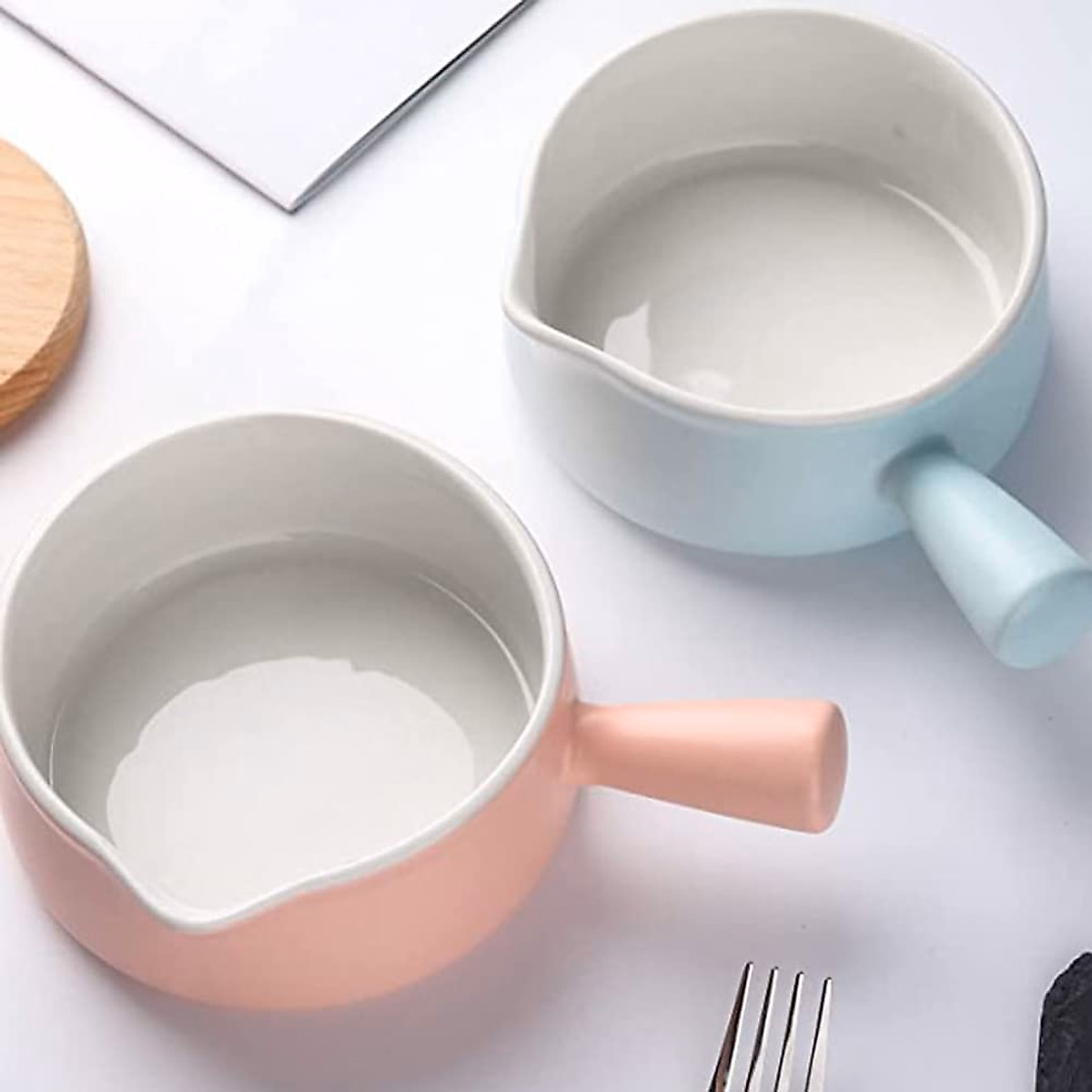 Hemoton Noodle Pot Enamelware Saucepan Butter Melter Stew Pot Small Soup Pot Butter Warmer Pot Stirrer Miniature Saucepan Baby Food Jar Cooking Pot Multifunction Ceramics Coffee Child