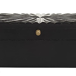 CosmoLiving by Cosmopolitan Wood Geometric Box with Hinged Lid, Set of 2 10", 8"W, Black