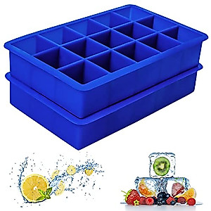 Ozera 2 Pack Silicone Ice Cube Tray, Ice Cube Trays for Freezer, Easy Release Silicone Ice Cube Molds for Whiskey, Cocktail, Chocolate