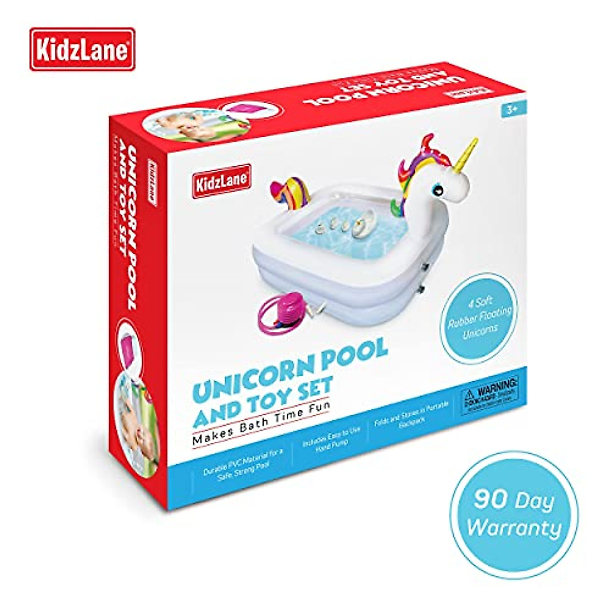 Kidzlane Unicorn Pool with Toys for Kids | Small Inflatable Kiddie Pool Includes Toys, Pump, Carrying Bag | Toddler Blow Up Swimming Pool for Backyard & Outdoor (43” x 32” x 28")