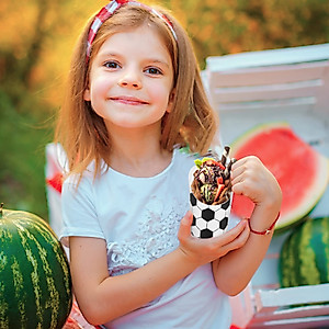 100 Pieces Charcuterie Cups 14 Oz Soccer Theme French Fries Holder Kraft Paper Snack Cups Disposable Popcorn Paper Container Food Trays Take Out Party Baking Waffle Paper for Wedding Birthday Party