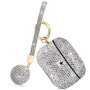 Luxurious Rhinestone AirPods pro Case, Protective Bling Diamonds AirPod pro Charging Protective Case Cover for Apple I10/I12 TWS (Silver-pro)