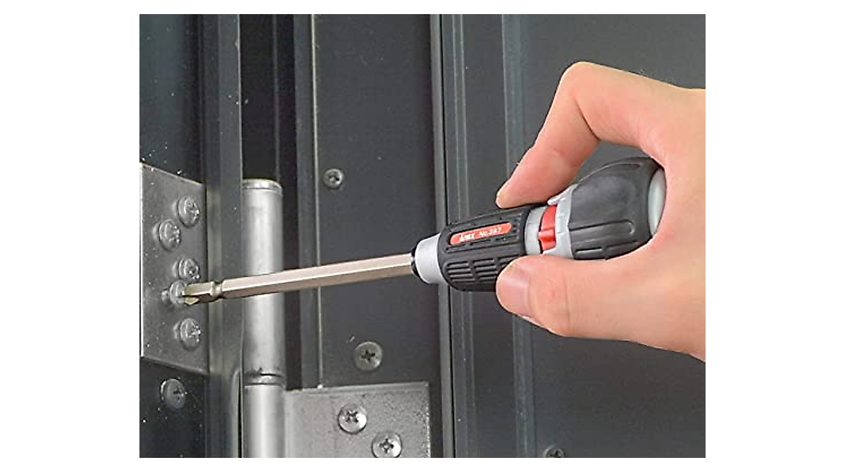 ANEX Ratcheting Screwdriver Ball Handle, Japanese Heavy Duty Magnetic Bit Set (Phillips+2, Flat ...