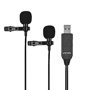 Cam Caddie VEYDA Dual USB Lav Mic - VD-LU2 Lavalier Lapel Clip-on Omnidirectional Condenser Microphone