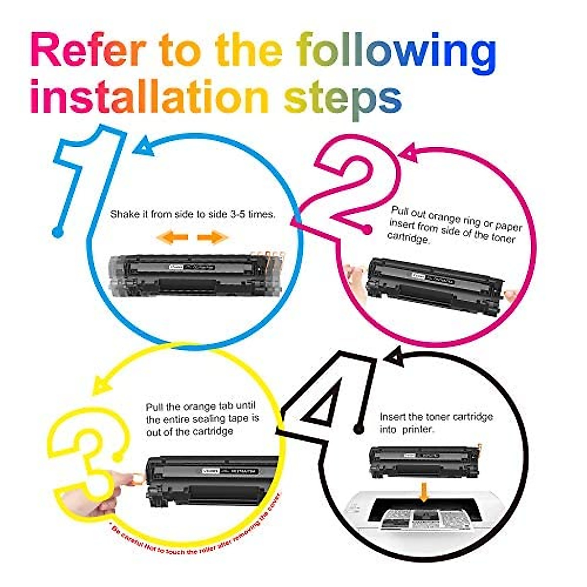 Uniwork Compatible Toner Cartridge Replacement for HP 78A CE278A use for Laserjet Pro P1606dn M1536dnf P1566 P1560 P1606 M1536 Printer Tray, 4 Black