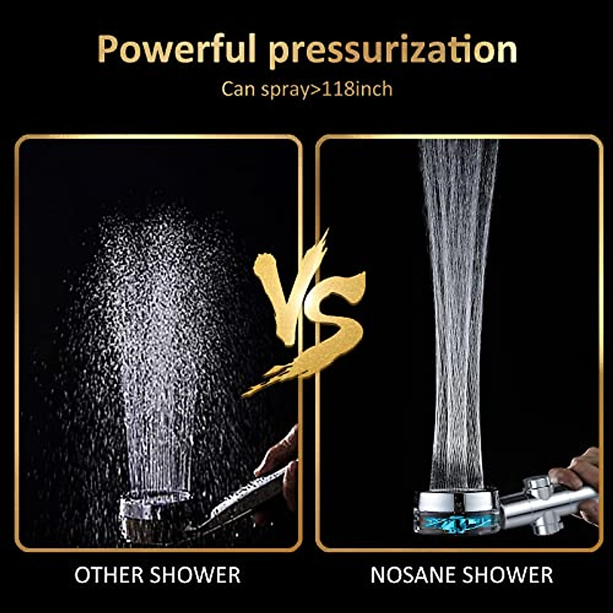High Pressure Shower Head With Hose, Rv Shower Head Replacement, Filtered Showerheads For Hard Water, Handheld Shower Head With Filter, Hydro Jet Water Power Propeller Driven Turbo ShowerHead