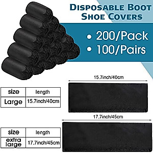 200 Pack Disposable Shoe Covers Black Disposable Boot and Shoe Booties Covers Waterproof Slip Resistant Shoe Booties Covers (Large)