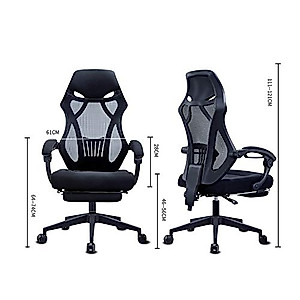 HALOU Reclining Office Chair - 300 LB Capacity Ergonomic Computer Mesh Recliner, Executive Swivel Office Desk Chair, Task Chair with Hidden Footrest and Lumbar Support,Black Footrest (Size : Black w