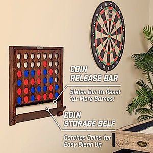 GoSports Wall Mounted Giant 4 in a Row - Jumbo Four in a Row with Coins - Choose Your Style