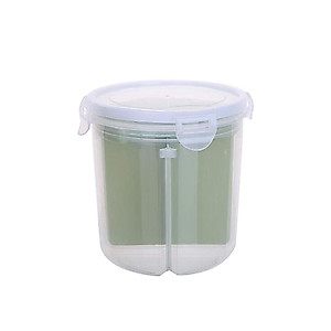 Dividers Cereal Containers Airtight Clear Food Storage Containers with Separate Grids Sealed Dispenser with Flip Top for Nuts Sugar Snacks Candy Beans(Green)