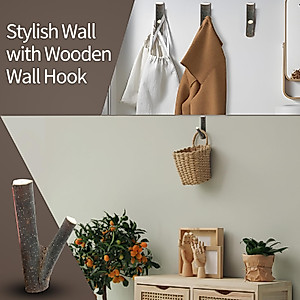 suiwotin 4pcs Real Tree Branch Wall Hook, Natural Wood Hooks Wooden Coat Hooks, Rustic Decorative Wall Mount Self Adhesive Hooks (Width 2-3 cm)