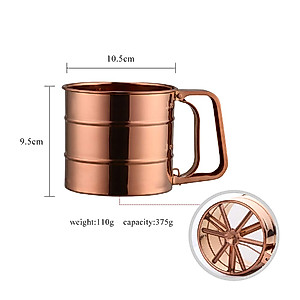 QIBOORUN Stainless Steel Sieve Cup Powder Flour Baking Tool Icing Sugar Mesh Sieve Colander Crank Sifter With Measuring Scale Baking Flour Sifter, 1-Cup Capacity -Rose Gold