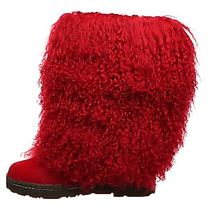 BEARPAW Women's Boetis Red Size 10 | Women's Boot Natural Fur | Women's Slip On Boot | Comfortable Winter Boot