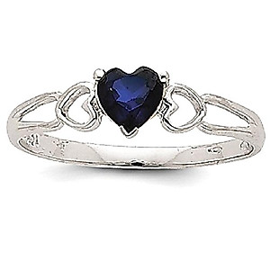 IceCarats 14K White Gold Blue Sapphire Heart Love Ring Gemstone Band September Birthstone Jewelry Size 6