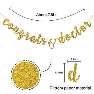 INNORU Gold Glitter Congrats Doctor Banner, Congrats Grad Sign - Medical Doctor Graduation College Graduation Party Bunting Decorations