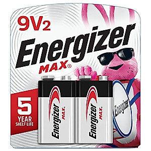 Energizer MAX 9V Batteries (2 Pack), 9 Volt Alkaline Batteries - Packaging May Vary