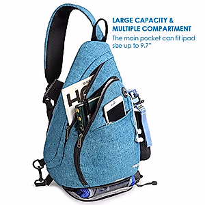 WATERFLY Sling Bag Crossbody Backpack: Over Shoulder Daypack Casual Cross Chest Side Pack