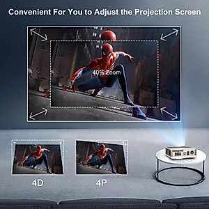 Full HD 1080P Smart Projector with Wifi Bluetooth, 9000Lumens LED Halloween Movie Projectors for Outdoor Use Home Theater Wireless Cast for Android iOS Phone Gaming Projector