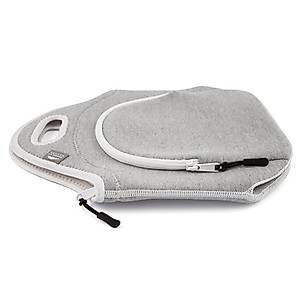 Insulated Large Neoprene Lunch Bag For Women, Men & Kids | Extra Pocket | 5 mm Insulation | 13.5” Big | Washable | Soft Designer Cotton | Best YKK Zipper In The World | LightGrey Lunch Box