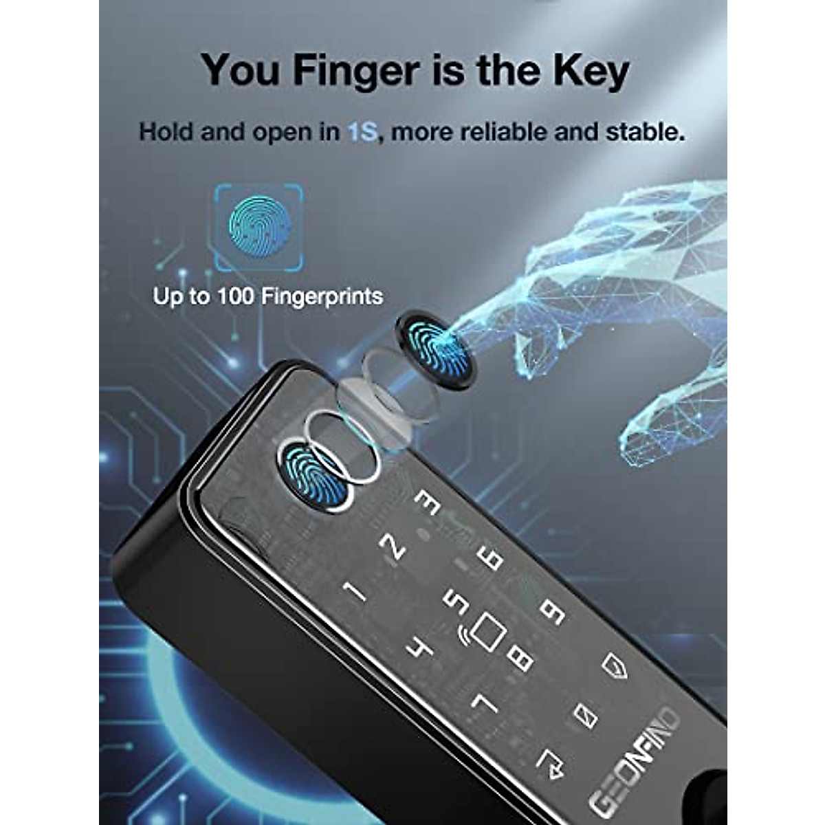 Wi-Fi Smart Lock, Fingerprint Keyless Entry Door Lock with Handle, Smart Lock for Front Door Anti-Peeping, Electronic Digital Keypad Door Lock Works with Alexa, Remotely Control (G2 Gateway Included)
