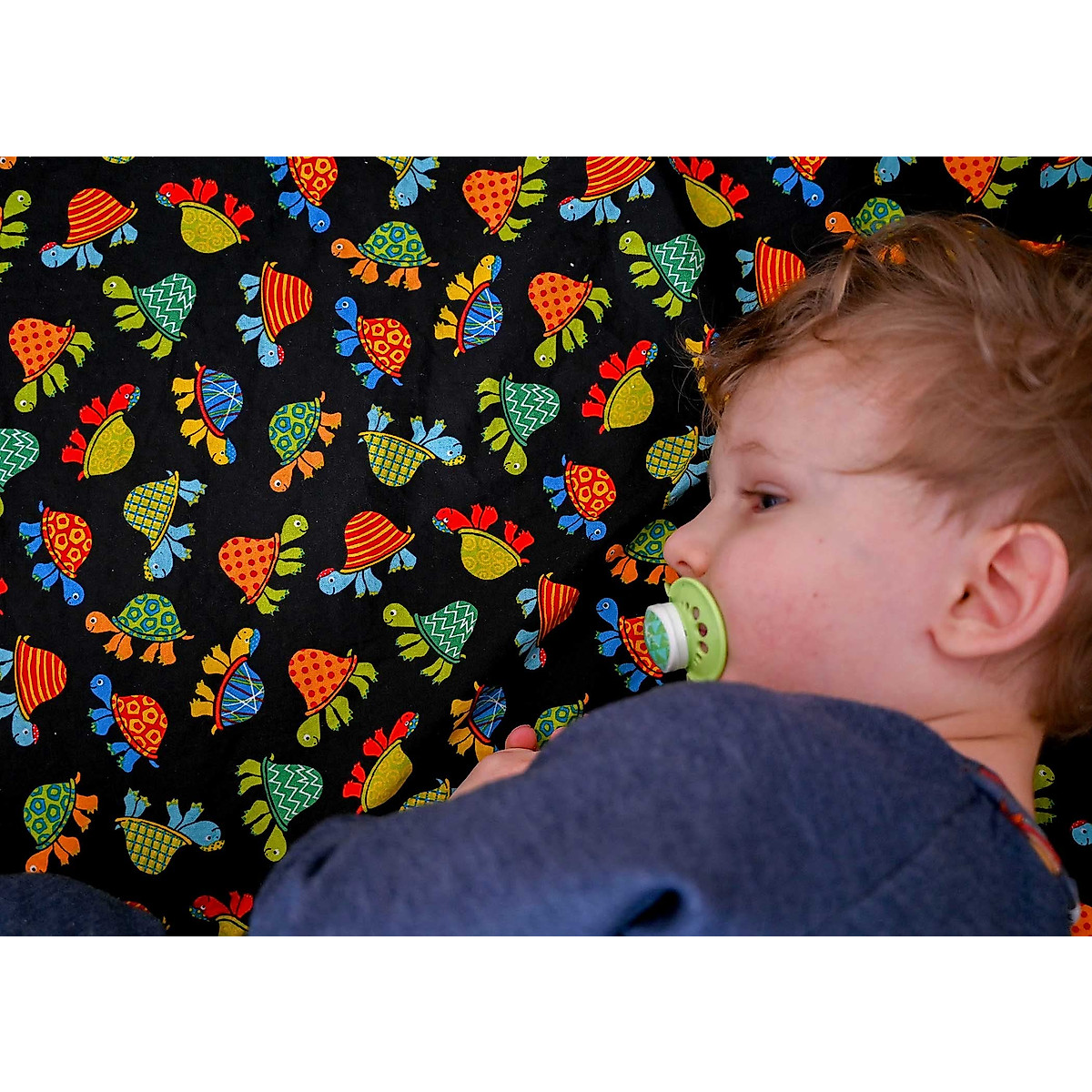 SheetWorld Fitted 100% Cotton Percale Pack N Play Sheet Fits Graco 27 x 39, Turtles Black, Made in USA