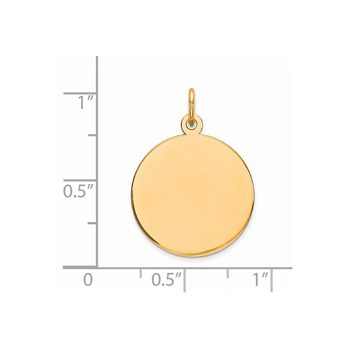 925 Sterling Silver Yellow Gold-Plated Engravable Round Disc Charm Pendant - 25mm x 17mm