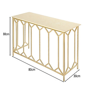 Coffee Table Wrought Iron Console Table, 80cm Marble Narrow Table Foyer Table, Living Room Sofa Table, Decorative Table