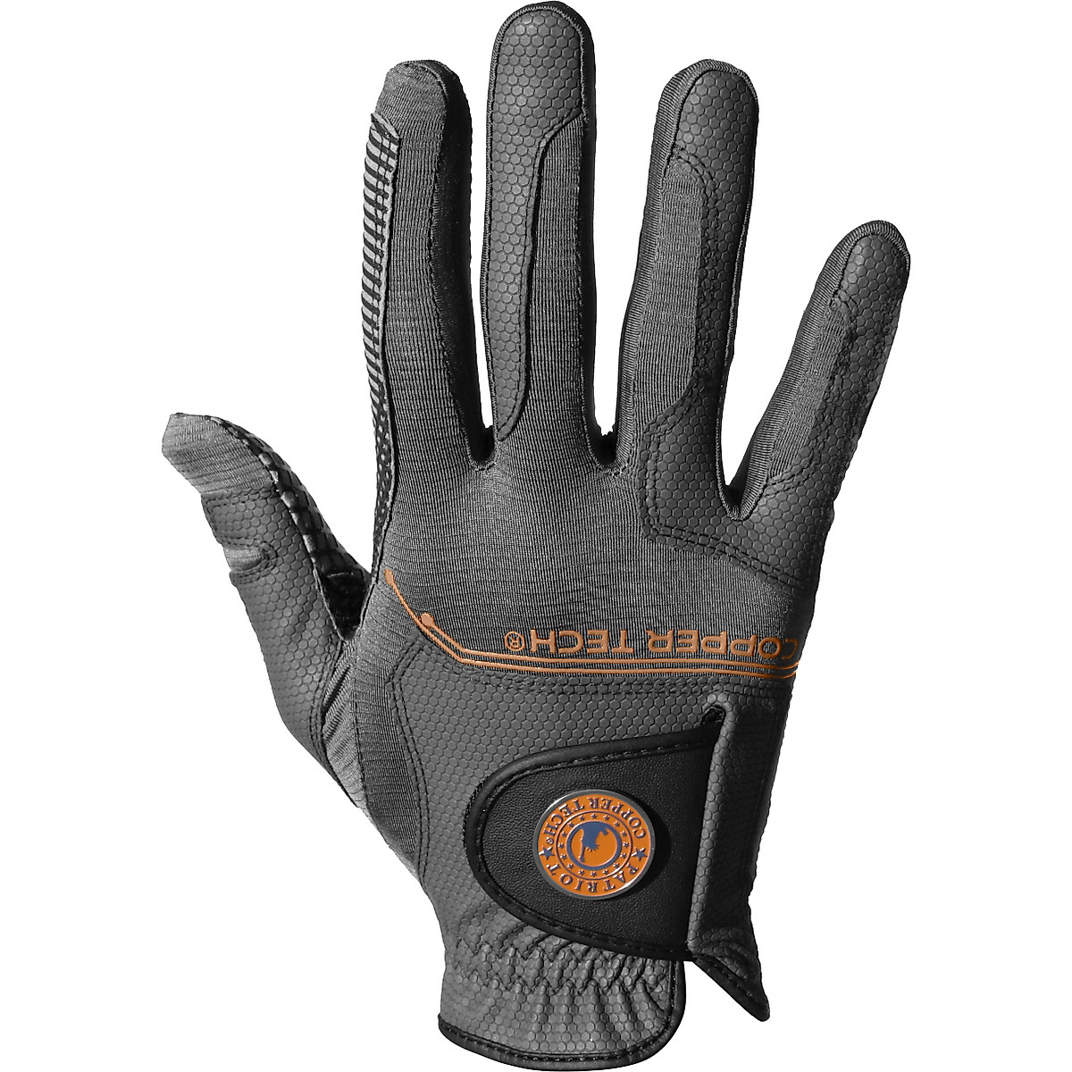Copper Tech Gloves Men's COPCOMBICHGYMR Golf Glove with Spider Tacky Grip, One Size, Charcoal/Gray