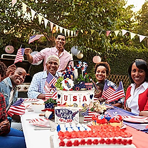 10 Pcs Patriotic Tiered Tray Decor Bundle 4th of July Wood Signs Mini Signs American Star Decor Veterans Day Red White Blue Decorations for Independence Day Decor (Cute Style)