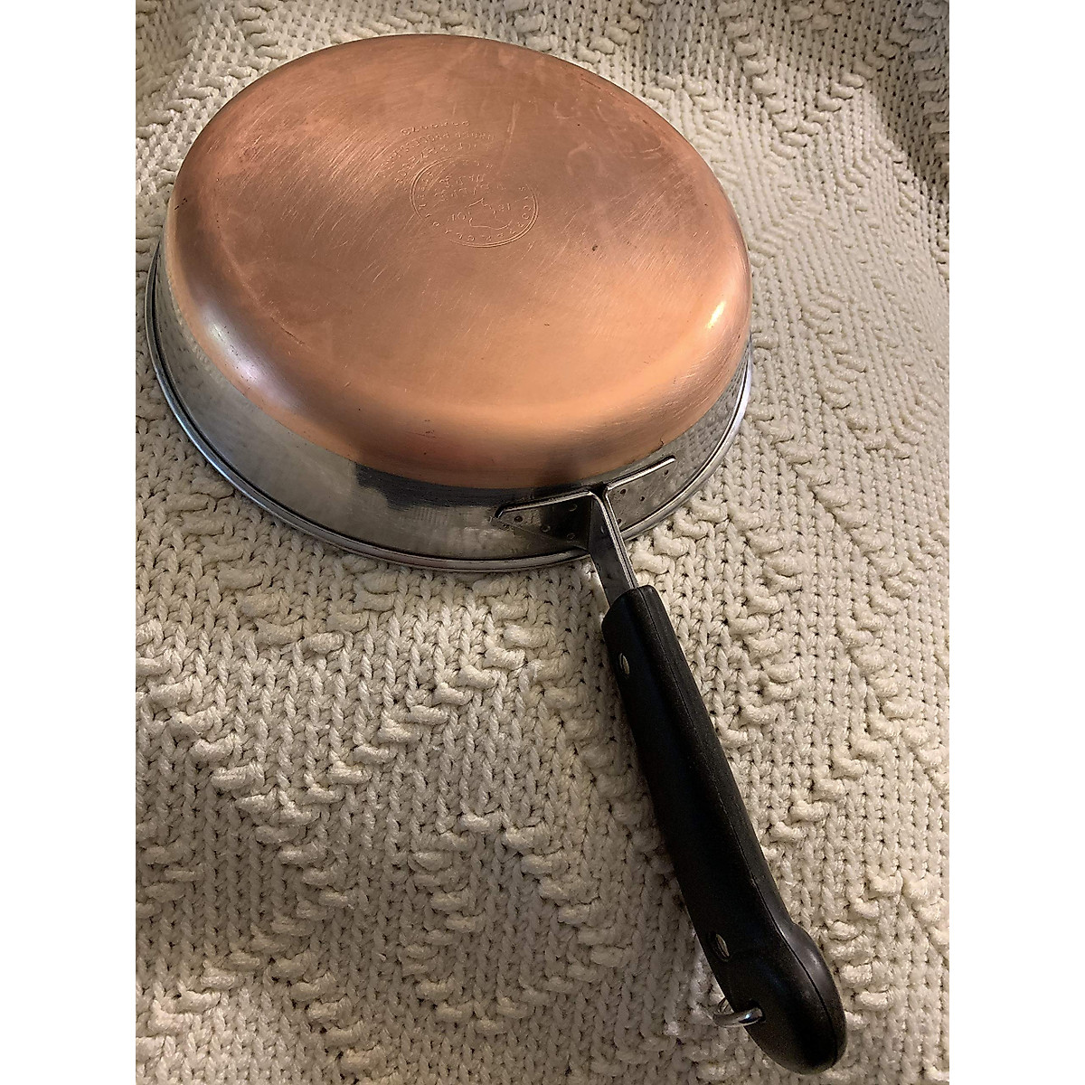 Vtg Revere Ware SS Copper Bottom Double Ring 8” Skillet