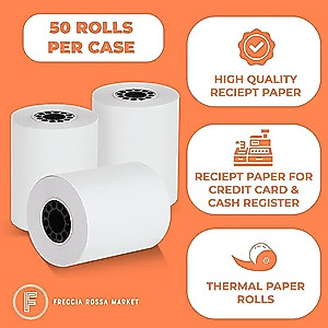 2 1/4" X 85' Thermal Credit Card Paper 50 Rolls Per Box for Use in Some Verifone, Omni, Hypercom and First Data, BPA Free