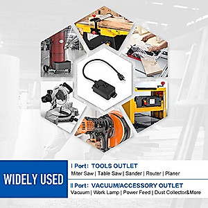 Automatic Vacuum Switch for Power Tools, Dust Control Autoswitch with Unique Current Sensing Technology to Delay Vacuum On, Prevent Circuit Overload and Eliminating Circuit Breaker Tripping