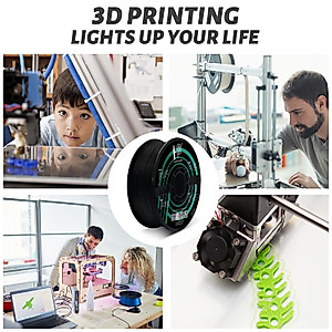HP3DF PLA Filament, PLA Plus(PLA+), 3D Printer Filament, PLA Filament 1.75mm Dimensional Accuracy +/- 0.02mm, 1KG Spool (2.2 lbs), Fit Most FDM Printer (Black PLA)