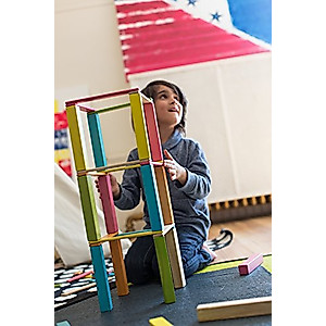 6 Piece Tegu Pocket Pouch Prism Magnetic Wooden Block Set, Tints