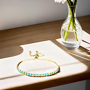 Fivoilin Tennis Bracelets for Women, Dainty 18K Gold Plated Cubic Zirconia Classic Adjustable Slider Bracelet Fashion Jewelry Gift for Her Birthday Valentines' Day Wedding Party Prom Graduation