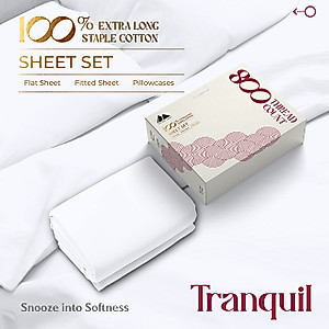 Mayfair Linen 100% Egyptian Cotton Sheets Queen Size - 800 High Thread Count Sheets Queen, 4 PC White Luxury Hotel Bedsheet for Queen Size Bed, 16" Deep Pocket Sateen Soft Cooling Bedding Sets