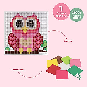 STICK 'N' STACK Mosaic Arts and Crafts for Kids and Adults with 3D Foam Stickers, Owl Design, Mess-Free Kids Craft Kit for Striking 3D Art, Makes Unique Owl Gifts for Girls and Boys Ages 10+