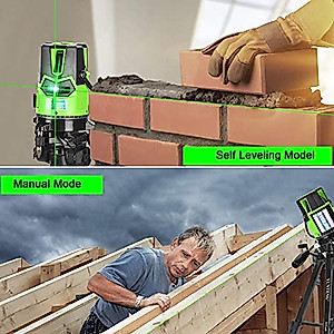 ML&SL Multi-Line Green Laser Level - Professional Automatic Self leveling Laser Horizontal&Vertical Cross line with Down Plumb Dot,360°Rotating Base,Rechargeable Battery for Indoor Outdoor
