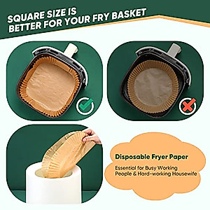 Air Fryer Disposable Paper Liner, 100Pcs 8 Inch Square Air Fryer Paper Fits 5-8 Qt Basket, Bleach Free Food Grade Parchment Paper Liners for Air Fryer and Baking Cooking, Oil-proof, Non-Stick