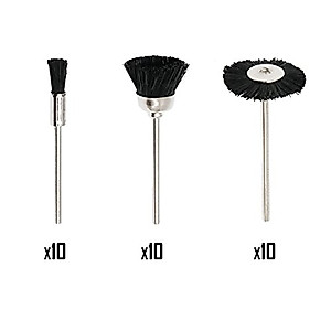 NIUPIKA Soft Nylon Bristle Brushes Cup Wire Brush Set Cleaning Polishing Accessories 2.35mm Shank for Rotary Drill Tools Pack of 30 Pieces