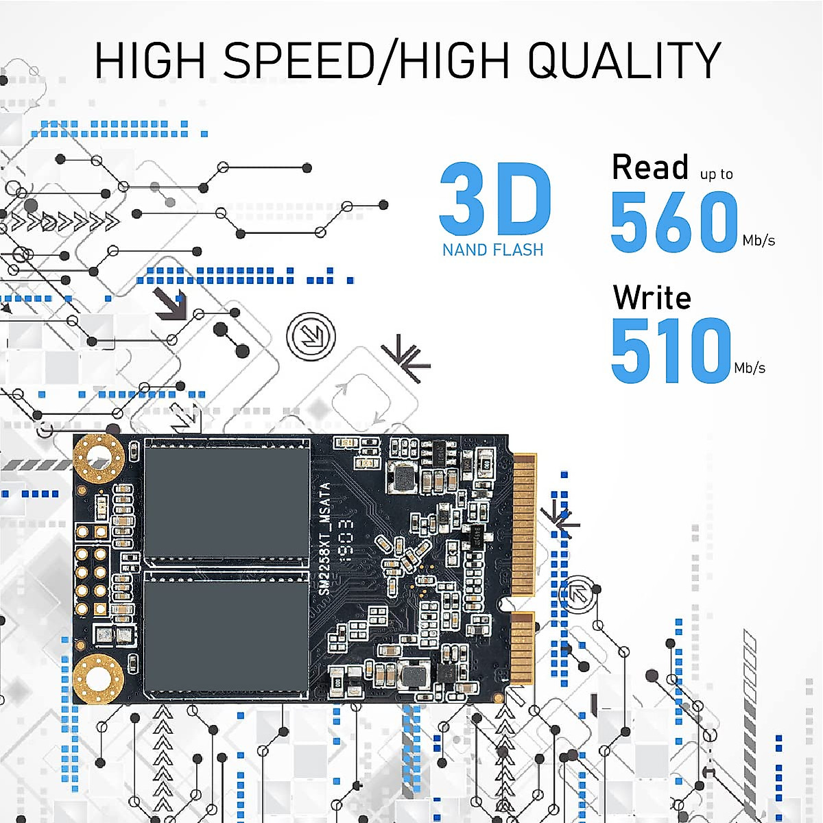 LEVEN JMS600 mSATA SSD 1TB 3D NAND SATA III 6 Gb/s, mSATA (30x50.9mm) Internal Solid State Drive