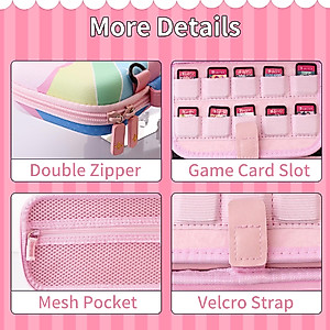 GLDRAM Switch Carrying Case for Nintendo Accessories, Portable Travel Case with Upgraded TPU Switch Protective Skin Cover, HD Screen Protector, Adjustable Shoulder Strap & Cute Thumb Grips