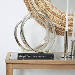 Deco 79 Aluminum Metal Abstract Decorative Sculpture Looped Home Decor Statue, Accent Figurine 12" x 7" x 13", Silver