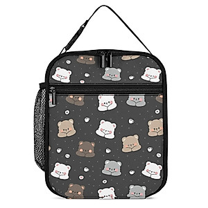MINBHEBYUD Cute Cartoon Bear Lunch Bag for Men Women, Insulated Lunch Bags for Office Work, Reusable Portable Lunch Box