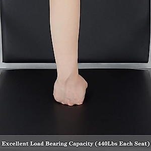 JSUN7 4-Seat Office Waiting Room Chairs - PU Leather Reception Bench, Guest Chairs Airport Seating with Armrests for Hospital Bank Salon Barber Hall Room Conference, Set of 2, Black