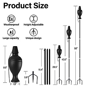 ZSPENG 6 Pack Metal Torches for Outside, Upgraded Metal Torches with 3-Prong Grounded Stake, Extra-Large 58-Inch Citronella Torches for Party Patio Pathway (More Stable)