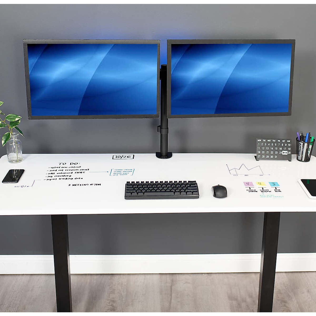 VIVO Dry Erase 60 x 24 inch Universal Solid One-Piece Table Top for Standard and Sit to Stand Height Adjustable Home and Office Desk Frames, Whiteboard Table Top, DESK-TOP6WE