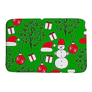 ZHONGJI Bath Mat Bath Rug Floor Mats Non-Slip Memory Foam Soft Rubber Back ﻿Snowmen Gifts Balls Hats Red Green Dry Fast Machine Washable Hotel Bathroom 36 x 24 Inch